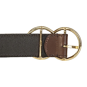 Lucky Brand Women Bold Fashion Statement Belts, Leather Double Ring-Brown, S (26-27")