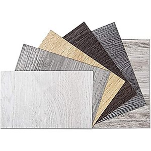 Art3d Peel and Stick Floor Tile Vinyl Wood Plank Samples Set of 6, Rigid Surface Hard Core Easy DIY Self-Adhesive Flooring