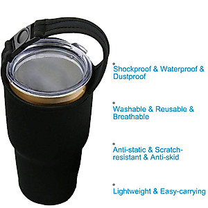 Gzingen 4 Pack Tumbler Carrier Holder with Shoulder Strap,for 30oz Travel Insulated Tumbler Coffee Cup,Water Bottle Carrier with Strap Portable Neoprene Sleeve Water Bottles Cup Carrier Pouch