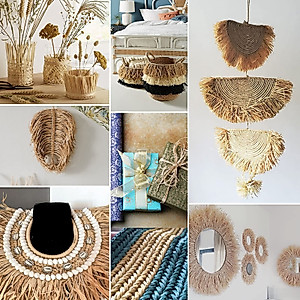 Altsuceser Hand Crocheting Straw Braided Yarn, DIY Knit Yarn Straw Raffia Yarn Crochet Cotton Straw Braided Thread for Summer Sun Hat, Beach Bag Navy Blue