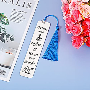 Christmas Gifts for Men Stocking Stuffers for Women Kids Son Daughter Coffee & Books Bookmark with Tassels for Birthday Valentines Day Gifts for Her Him Teen Boy Girl Boss Coworker Best Friend