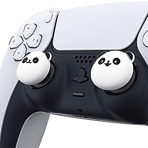 PlayVital Cute Thumb Grip Caps for ps5/4 Controller, Silicone Analog Stick Caps Cover for Xbox Series X/S, Thumbstick Caps for Switch Pro Controller - Chubby Panda