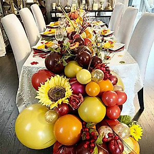 AobkDeco 189 pcs Fall Balloons Garland Arch Kit Fall Decorations Orange Burgundy White balloons for Thanksgiving Autumn Little Pumpkin Baby Shower Decorations with Fall Maple Leaves