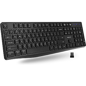 Macally Wireless Keyboard - 2.4G Ergonomic Full-Size Computer Keyboard Wireless with Numeric Keypad and 13 Shortcut Keys - External Keyboard for Laptop, Windows Desktop PC, or Chromebook with USB Port