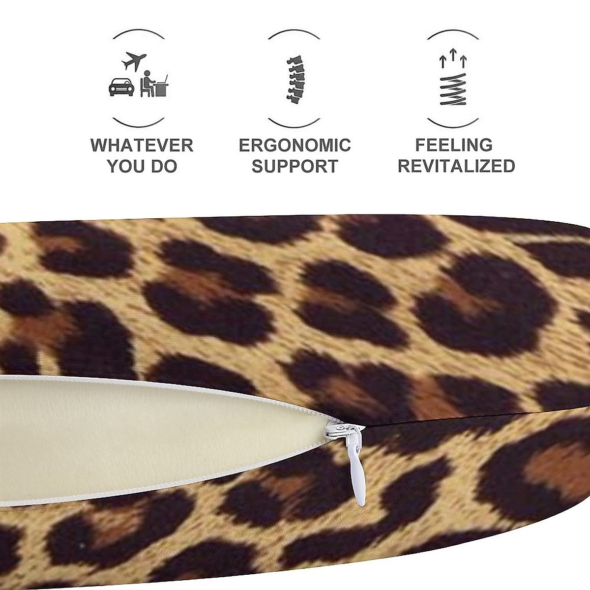 SWEET TANG Memory Foam Travel Neck Pillow U Shaped Pillow Portable Pillows Machine Washable for Travel, Watching Movies, Nap, Office, Driving (Cool Cheetah Leopard Print)