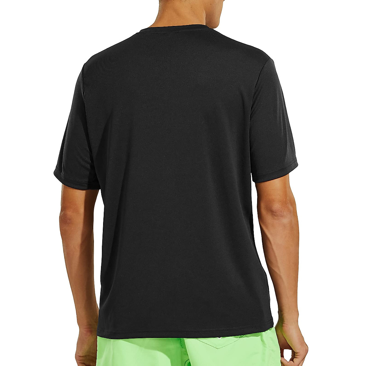 MIER Men's Dry-Fit Workout Tshirts Moisture Wicking Active Athletic Performance V-Neck T-Shirt Polyester Tee Black, L