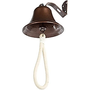 Hanging Bell Dinner Bell Outdoor Bell Bracket Mount Wall Bell Indoor Rope Bell Ship/Boat/Nautical/Door/School/Reception/Home/Church Bell(Copper)