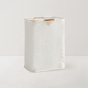 Large Laundry Basket Waterproof Laundry Hamper with Wooden Handle Dirty Clothes Basket Storage Basket Laundry Bin for Household Bathroom(Small)