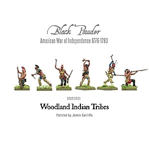 Warlord Black Powder Revolutionary War Native American Woodland Indians Tribe 1:56 Tabletop Miniatures - Plastic Paintable 1700-1900 Soldiers Set, Table Top 28mm Military Minifigures for Adults