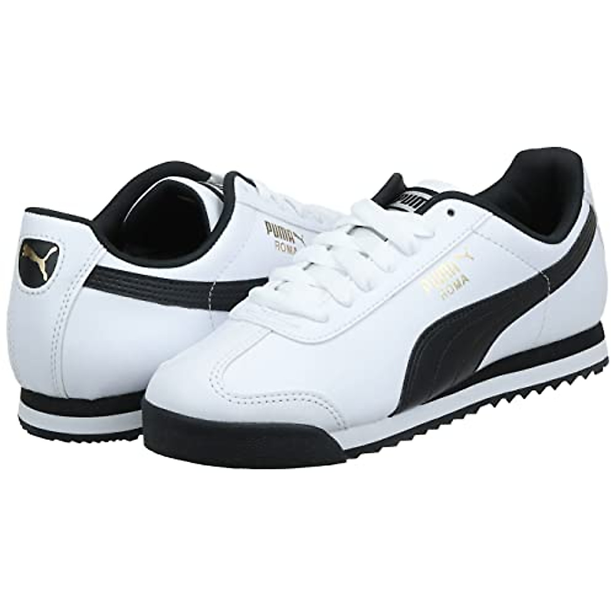PUMA Men's ROMA BASIC Sneaker, white-black, 10.5