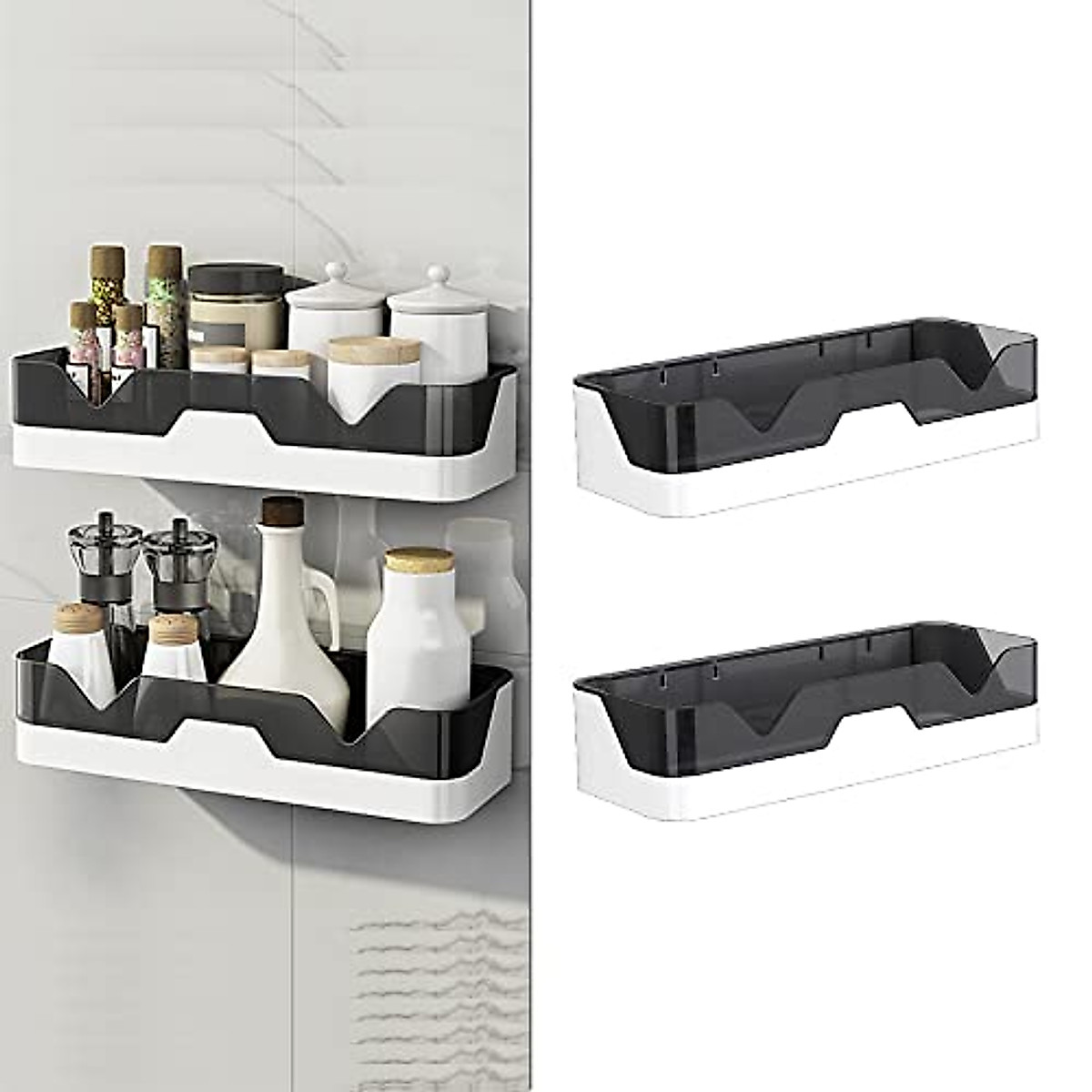 LuliKa 2-Pack Shower Caddy, Separable Shower Organizer with 4 Pieces of Adhesives,No Drilling Double Layer Shower Shelf, Used for Bathroom and Kitchen