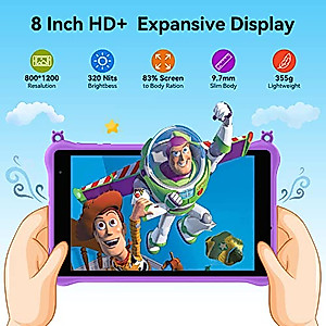 Blackview Tablet Kids, Android 12 Tablets for Toddlers, 5GB(3+2) RAM 64GB ROM 1TB TF, 5580mAh 1280 * 800 with Eyes Protection, Dual Speakers WiFi Tablet for Children, Purple