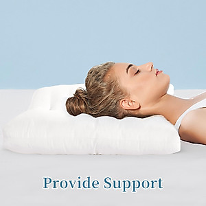 HOMBYS Ultra Thin Pilow for Back and Side Sleepers-Extra Low Profile Design for Cervical Neck Alignment with Side Sleeping Area to Relieve Shoulder Pressure (Queen-18 x30, White)