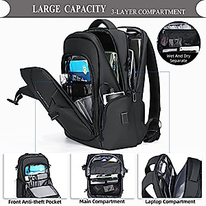 FENRUIEN 15.6 Inch Large Laptop Backpack for Men 3-layer Protection Waterproof USB Business Work Casual Day Pack Lightweight Daily Bag College Backpack