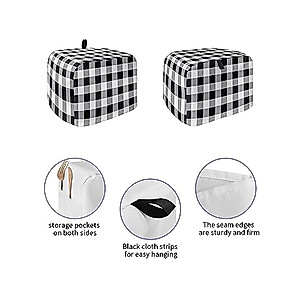 Toaster Cover, 2 Slice Toaster Cover Vintage Farmhouse Black White Buffalo Check Plaid Kitchen Small Appliance Covers, Dust and Machine Washable Bread Maker Cover (12w X 7.5d X 8h)