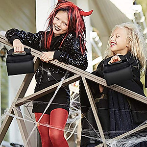 ArtCreativity Black Treat Boxes for Candy, Cookies and Party Favors - Pack of 12 Cookie Boxes, Cute Cardboard Boxes with Handles for Birthday Party Favors, Holiday Goodies