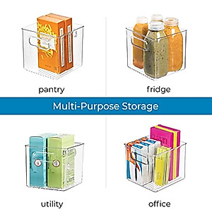 iDesign Recycled Plastic Pantry and Kitchen Storage, Freezer and Fridge Organizer Bin with Easy Grip Handles – 6” x 6” x 6”, Clear