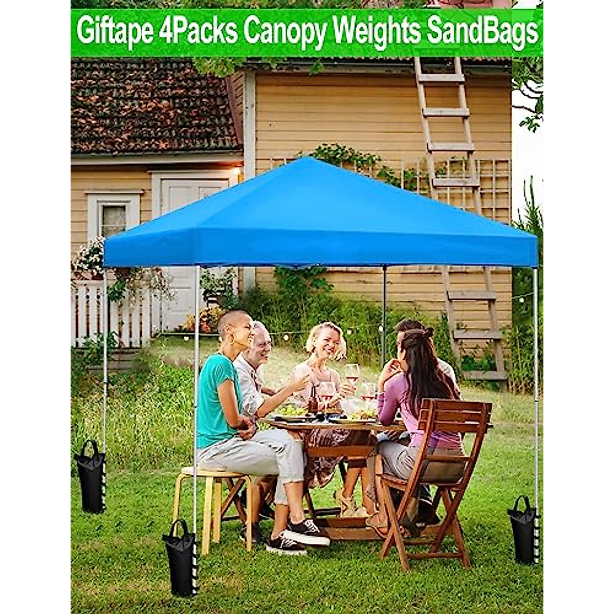 120LBS Extra Large Heavy Duty Canopy Weights Sand Bags for Ez Pop Up Canopy Tent Gazebo Outdoor Instant Sun Shelter Patio Umbrella, Upgraded 5 full-Sized Velcro, 2 Nylon Handles and Storage Bag, 4Pack
