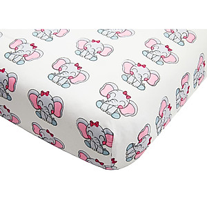 4 Pack Baby Girl Crib Sheets Fitted Pink Crib Sheet Portable Mattress Cover or Toddler Bed Sheets for Girls (Magic)