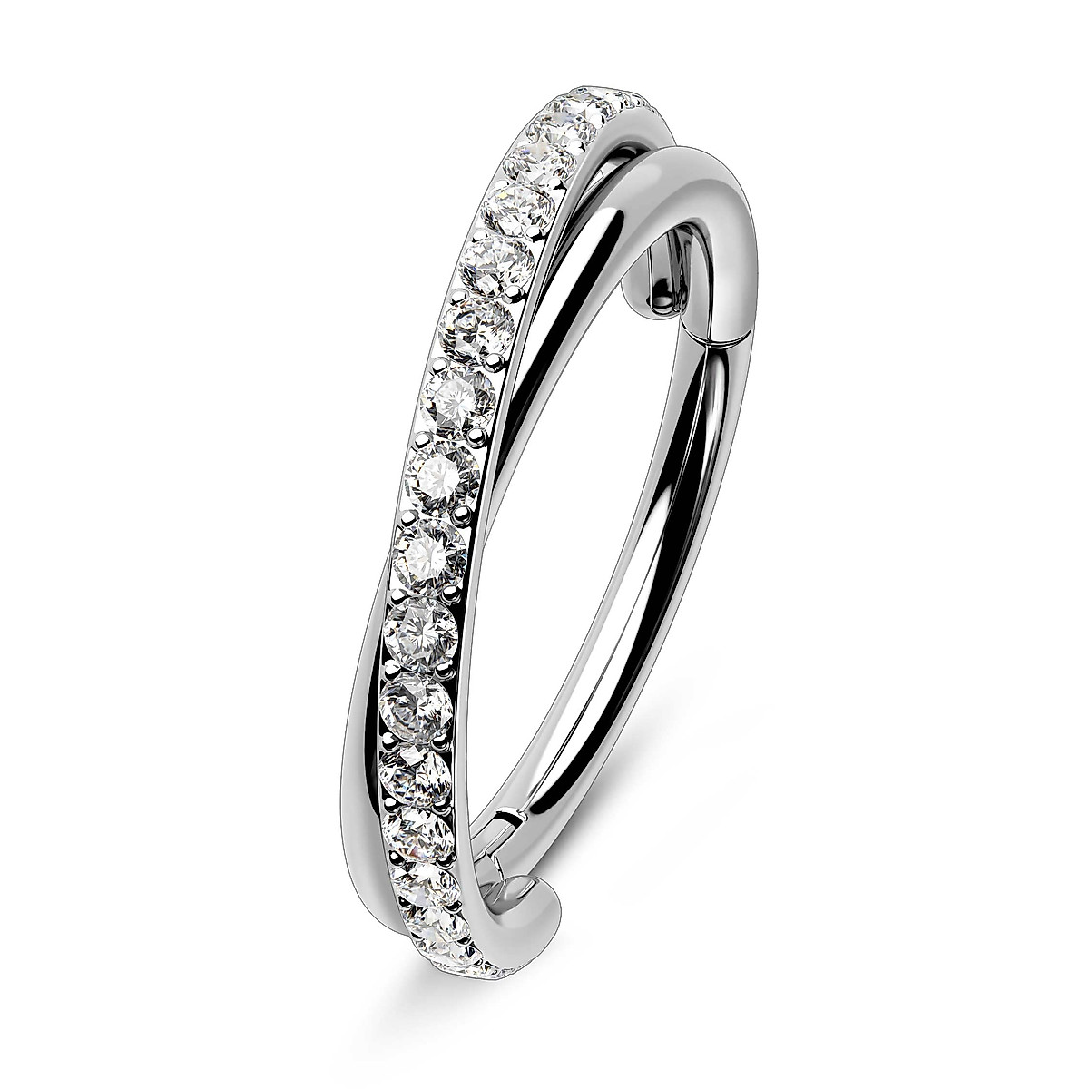 Melighting G23 Titanium Nose Rings Hoop 16G Conch Piercing Jewelry Clear CZ Double Titanium Helix Earrings Septum Rings Tragus Daith Piercing Jewelry for Women