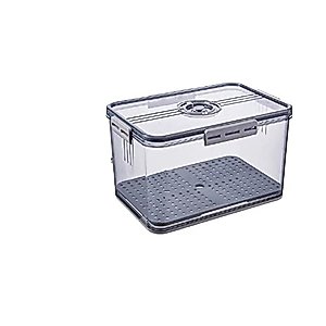 TIMLUX TaoHuaDao 1.5L-7L Stackable Refrigerator Storage Bins Food Grade Containers Kitchen Organizer Box with Lid Drainboard Timer Clear Large (Color : 7001-01)