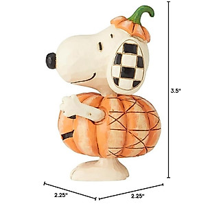 Enesco Peanuts by Jim Shore Halloween Collection Snoopy Dressed as a Pumpkin Miniature Figurine- Stone Resin Hand Crafted Painted Collectible Peanuts Snoopy Mini Figurines Home Decor Statue, 3.5 Inch