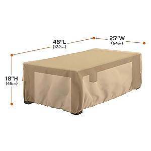 Classic Accessories Terrazzo Water-Resistant 48 Inch Rectangular Patio Coffee Table Cover, outdoor coffee table cover
