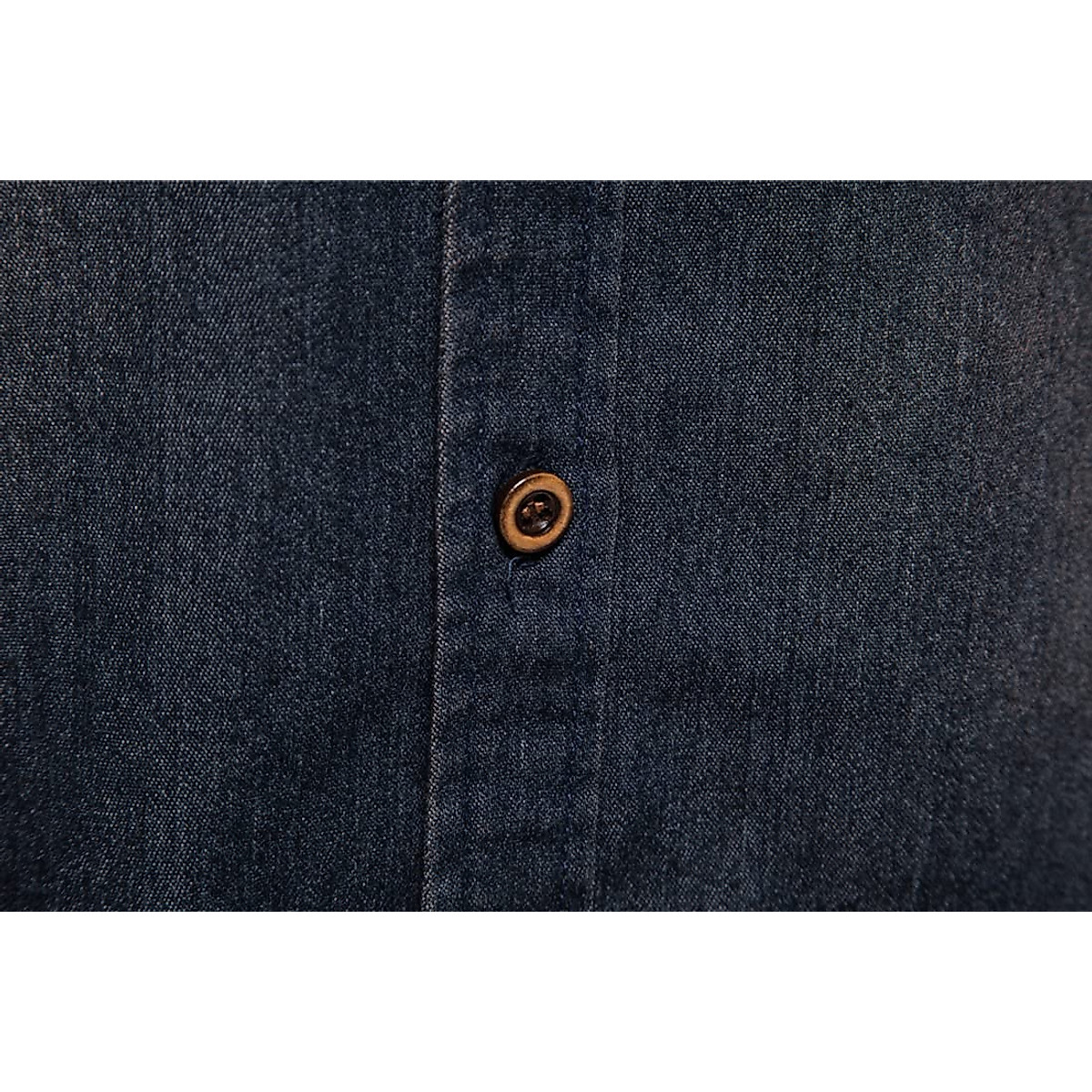 utcoco Men's Casual Slim Fit Long Sleeve Lapel Button Down Denim Shirt with Chest Pockets (L, Dark Blue)