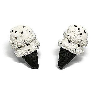 Cookies N' Cream Ice Cream Cone Earrings, Hypoallergenic Miniature Food Earrings, Ice Cream Earrings For Women, Ice Cream Gifts, Ice Cream Lover Gift Ideas, Safe For Sensitive Ears