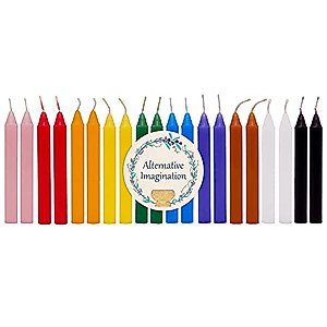 Alternative Imagination Colored Candles, 4 Inch Mini Taper Chime Candles, Great for Birthday Parties, Spells, Witchcraft Supplies, Wiccan Decor, Altar Candles, Unscented Meditation Candles, Box of 20
