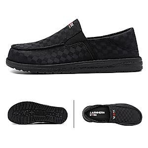 LARNMERN Slip On Steel Toe Shoes Loafers Men Lightweight Walking Sneakers Steel Toe Loafers(10.5 Men, Black)