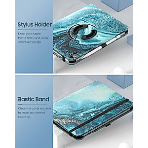 TiMOVO Case for iPad 10th Generation 2022, 90 Degree Rotating Smart Cover, Protective Leather Cover with Stylus Loop - Gilding Texture