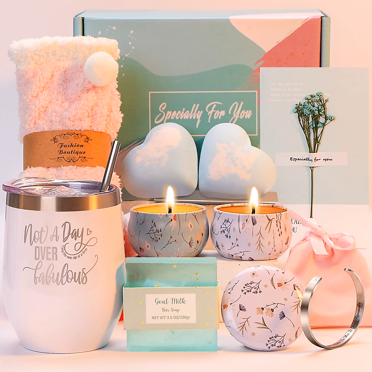 Happy Birthday Gifts for Women, Mothers Day Gifts for Mom Sister Her Best Friend Wife Aunt Teacher, Spa Gift Basket for Women Gift Box, Unique Birthday Gift Ideas for Women Who Have Everything