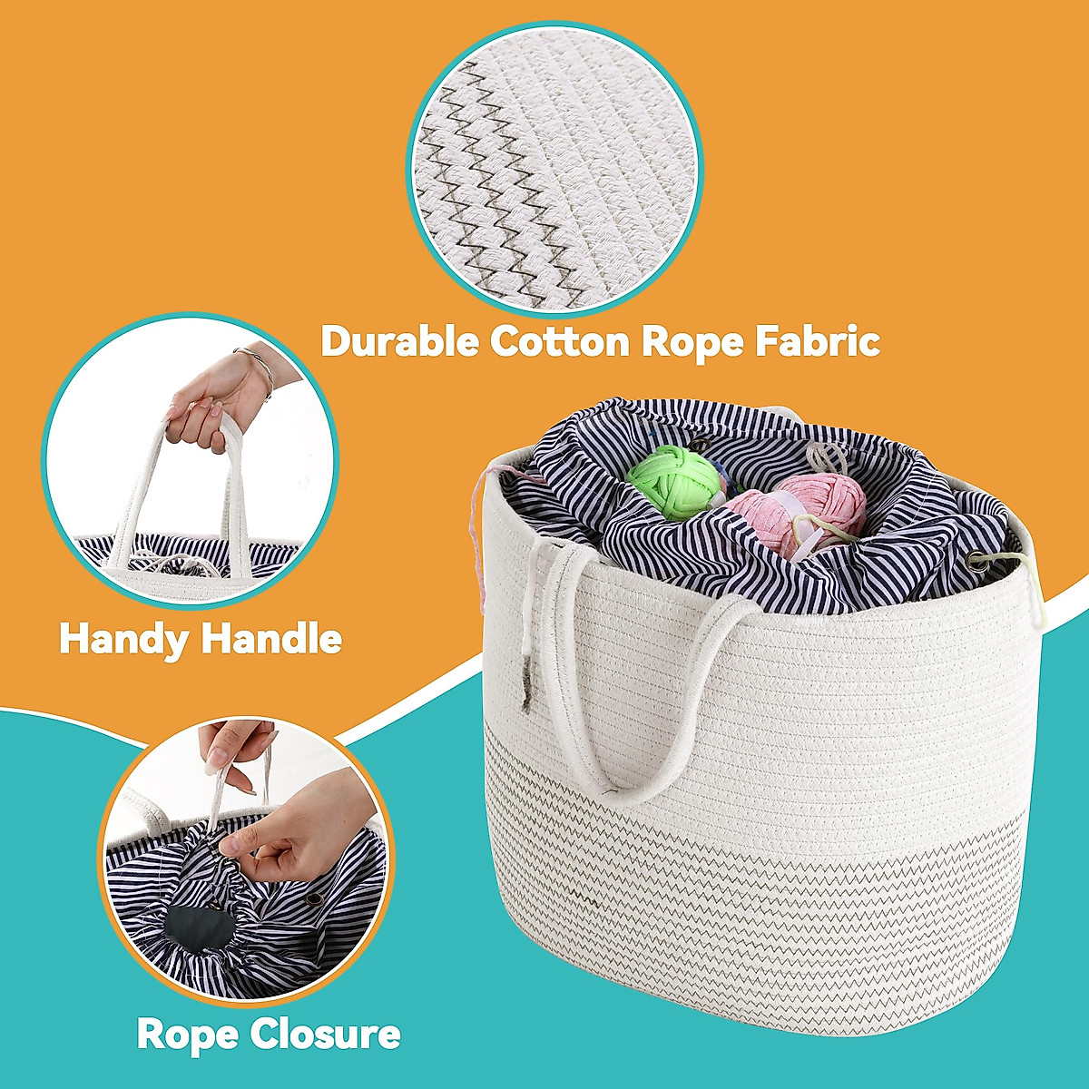 MABOZOO Crochet Bag Organizer,Large Capacity Yarn Storage Bag for Carrying Crochet Accessories,Holding Yarn,Portable Travel Knitting Bag for Crochet Lovers（15.7 * 10.6）