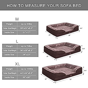 Large Orthopedic Foam Dog Bed for Small, Medium, Large and Extra Large Dogs/Cats Up to 40/70/100lbs - Orthopedic Egg-Crate Foam with Removable Washable Cover - Water-Resistant Pet Bed