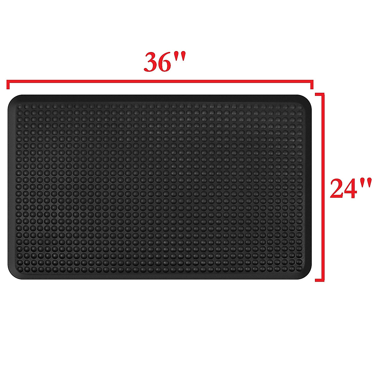 Seville Classics Airlift Cushioned Anti Fatigue Mat Ergonomic Padded Memory Foam Support Rug, for Office Standing Desk, Garage, Kitchen, Home, Black, 36" W x 24" D