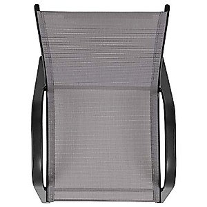 Flash Furniture Brazos Series Outdoor Stackable Patio Chairs with Flex Comfort Material, Stacking Outdoor Modern Sling Patio Chairs, Set of 4, Gray