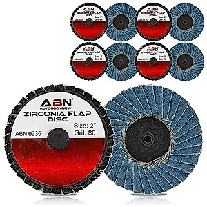 ABN Sandpaper Disc Set, 2in - T27 80 Grit High Density Zirconia Alumina 10pk Round Sander Flat Flap Round Sanding Pads