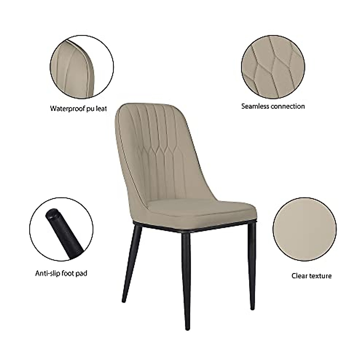 GIA Nifty Armless Upholstered Side Dining Chair with Vegan Leather, Light Gray,Qty of 1