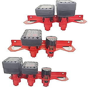 SKCMOX Metal Barttery Holders Fit for Milwaukee M12 12V Battery Red