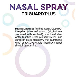 TriGuard Plus Colloidal Silver Nasal Spray with Olive Leaf Extract & Elderberry Extract | Sinus Treatment, Nose Spray & Immune System Booster 2 oz / 60ml