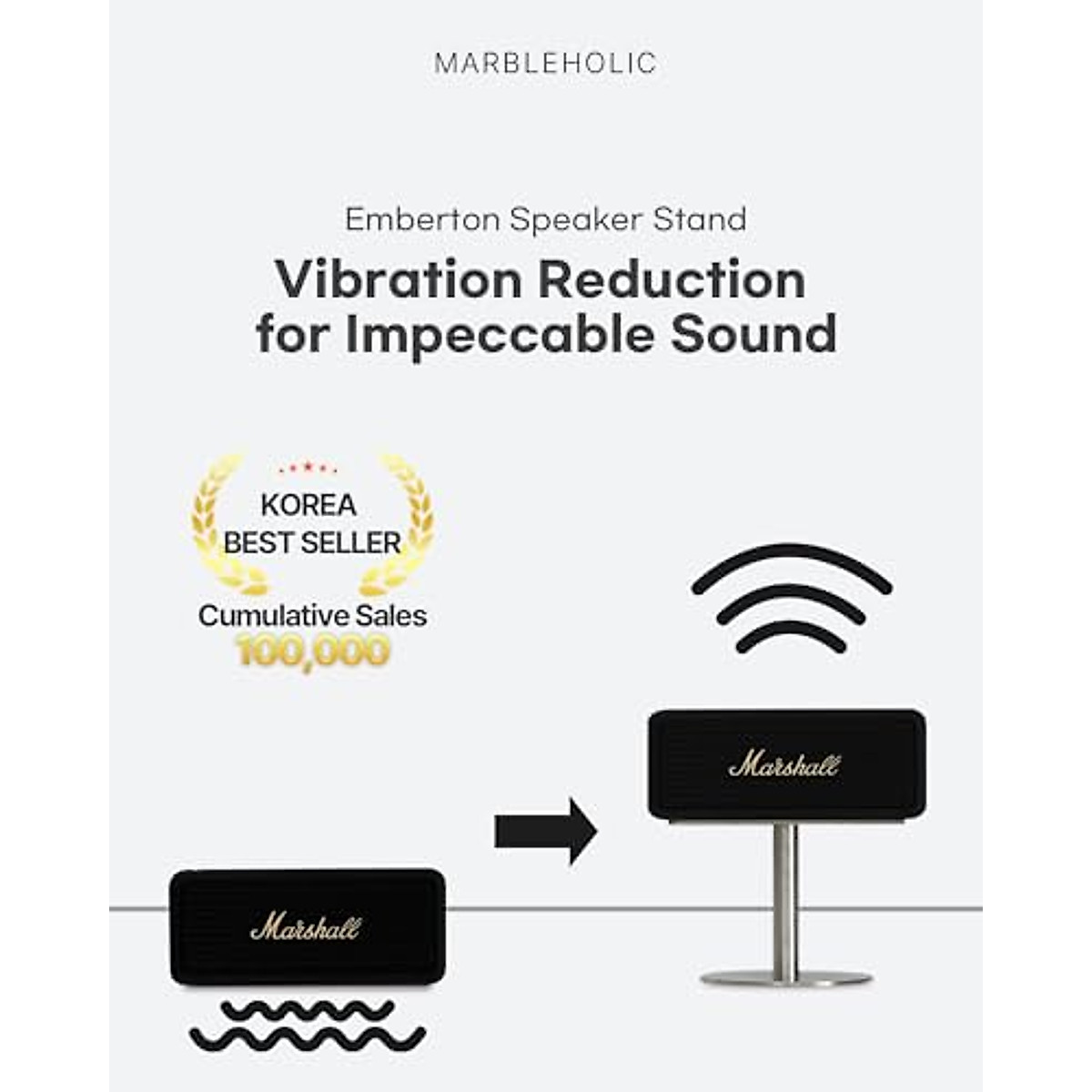 MARBLEHOLIC Emberton Speaker Stand(Satin Gold), for Marshall emberton Speaker, Opticaml Sound Quality, Width 5.35inch Height 3.94inch, Compact Size, Stylish Home Audio Setup, luxurios Matte Color