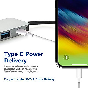 Verbatim 4-in-1 USB C Hub Adapter with Dongle - 60W Power Delivery, USB 3.0, USB 2.0 for USB C Laptops + 6FT Monster 4K Ultra HDMI Cable