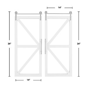 FirsTime & Co. Gray Carriage Farmhouse Barn Door Mirror 2-Piece Set, American Designed, Gray, 14 x 2 x 34 inches (per Each) (70298)