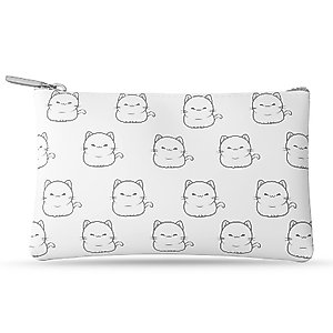 FERYES Cute Cat Silicone Makeup Bag for Travel, Cosmetics Bag for Makeup Brush & Essential Makeup Tools, Make Up Zipper Pouch Gifts for Women - White