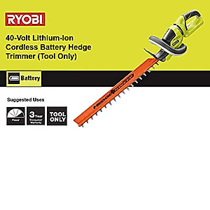 RYOBI RY40602BTL 24 in. 40-Volt Lithium-Ion Cordless Battery Hedge Trimmer (Tool Only)