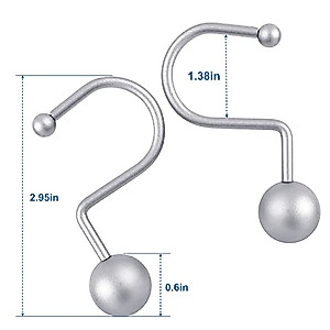 TOPROD Shower Curtain Hooks Rings, Classic Heavy Duty Shower Ball Hooks Rust Proof, Shower Rings Hangers for Bathroom Shower Curtain Rods Curtains, Free Gliding, Set of 12, Silver