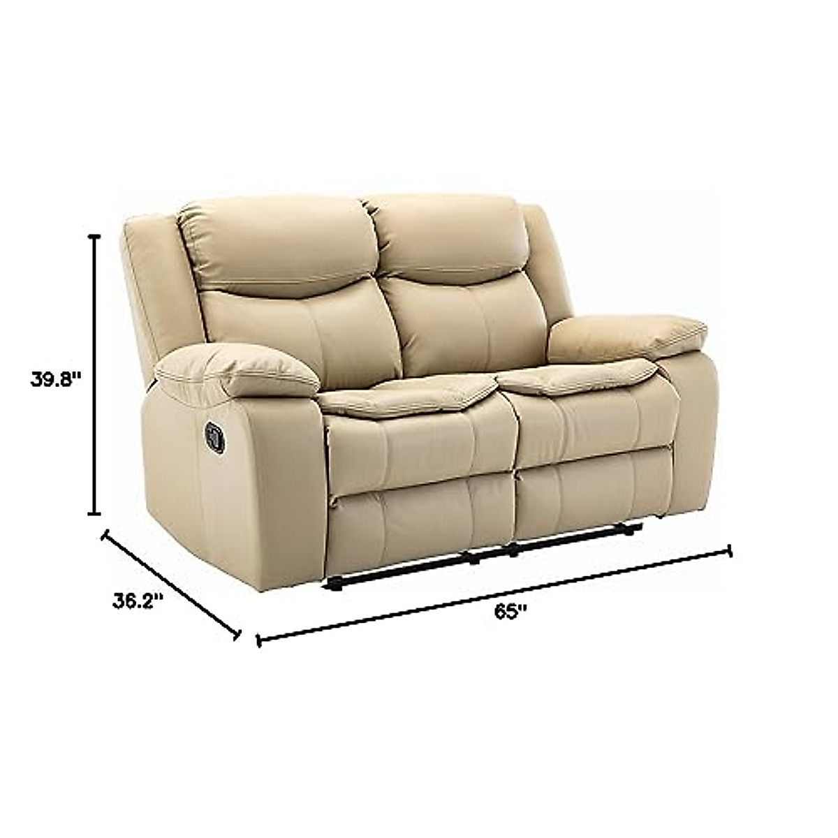 Familymill Breathable Leather Manual Reclining Loveseat for Living Room