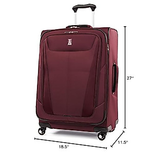 Travelpro Maxlite 5 Softside Expandable Checked Luggage with 4 Spinner Wheels, Lightweight Suitcase, Men and Women, Burgundy, Checked Medium 25-Inch