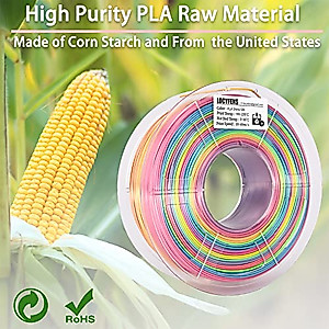 LOCYFENS Silk PLA Filament Multicolor, 3D Printer Filament Rainbow PLA Filament 1.75mm +/- 0.02mm, 3D Printing Filament 1kg/2.2lbs